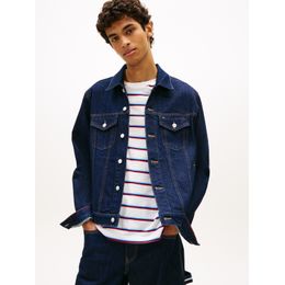 Jeansjacke Tommy Jeans "RYAN REGULAR", Herren, Gr. XL, denim schwarz, Denim/Jeans, Obermaterial: 99% Baumwolle, 1% Elasthan, unifarben, regular fit normal, Rundhals, eingesetzt angesetztes B&uuml;ndchen, Jacken Jeansjacke, Regular fit mit praktischen Taschen