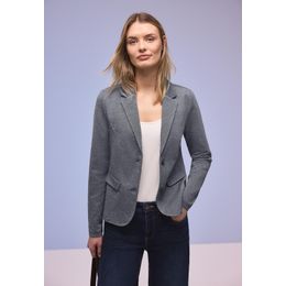 Jackenblazer Street One, Damen, Gr. 44, shadowed navy, Web, Obermaterial: 71% Polyester, 26% Viskose, 3% Elasthan, unifarben, tailliert h&uuml;ftbedeckend, tiefer V-Ausschnitt, Blazer Jackenblazer, mit Piqu&eacute;-Struktur, Topseller
