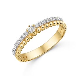 Fingerring Firetti "Schmuck Geschenk Gold 333 Damenring Ring Kugeln bicolor" Gr. 52, gelbgoldfarben, wei&szlig;goldfarben, kristallwei&szlig;, Fingerringe, Damen, 52, Gelbgold 333, 3,3mm, Fingerring, mit Zirkonia (synth.)