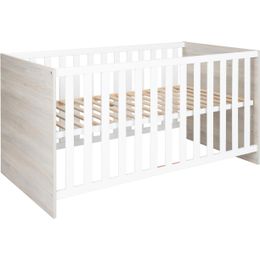 Babybett Home Affaire "Geert", grau (ulme silber, grau nb, wei&szlig; flachgitter), B:76cm H:74cm L:142cm, Holzwerkstoff, Massivholz, Babybetten, Babybett, Made in Germany
