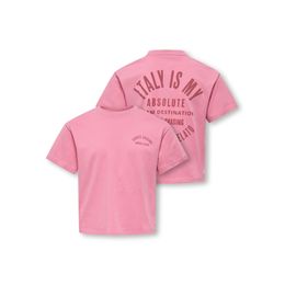 T-Shirt KIDS Only "KOGVILLA LIFE S/S BOXY PRINTED TOP JRS", M&auml;dchen, Gr. 134/140, cashmere rose print:sunsets, Jersey, Obermaterial: 100% Baumwolle, unifarben, bequem taillenbedeckt, Rundhals, Shirts T-Shirt, in dezenter Boxy-Form