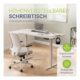 Juskys H&ouml;henverstellbarer Schreibtisch Office Stand 160x75cm - elektrisch, Memory-Funktion - Wei&szlig;