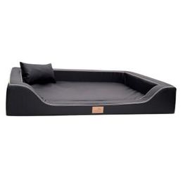 tierlando MELODY LATEX - Orthop&auml;disches LUXUS-Hundebett mit Anti-Haar Kunstleder schwarz 85 cm, 22 cm, 60 cm