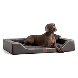 tierlando &reg; Orthop&auml;disches LUXUS-Hundebett MELODY LATEX Soft Kunstleder Velours schwarz/ graphit 85 cm, 22 cm, 60 cm
