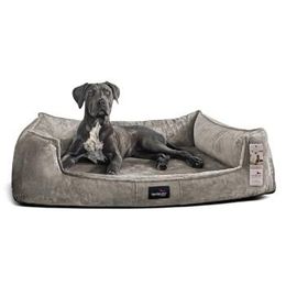 tierlando &reg; Orthop&auml;disches Hundebett FRANKLIN Kuscheliger Teddy-Stoff - Hundesofa graphit/nature 1,1 m, 22 cm, 90 cm