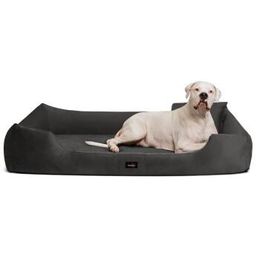 tierlando VINCENT High-Tech-Velours (Triton) und Cord - Orthop&auml;disches Hundebett schwarz/ graphit 1,3 m, 25 cm, 1 m