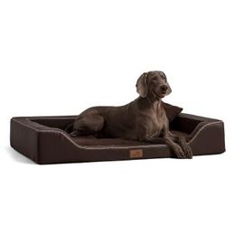 tierlando &reg; Orthop&auml;disches LUXUS-Hundebett MELODY LATEX Soft Kunstleder Velours braun 1,2 m, 22 cm, 85 cm