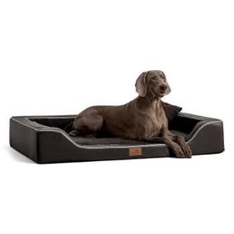 tierlando &reg; Orthop&auml;disches LUXUS-Hundebett MELODY LATEX Soft Kunstleder Velours schwarz 1,2 m, 22 cm, 85 cm