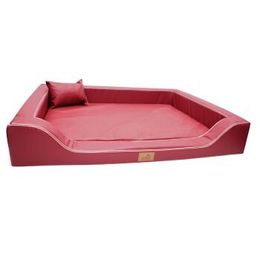 tierlando MELODY LATEX - Orthop&auml;disches LUXUS-Hundebett mit Anti-Haar Kunstleder dunkelrot 85 cm, 22 cm, 60 cm
