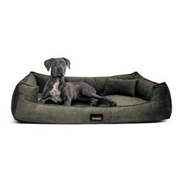 tierlando BRUCE VELOURS - Orthop&auml;disches Hundebett Soft dunkles olivgr&uuml;n 1,1 m, 25 cm, 90 cm