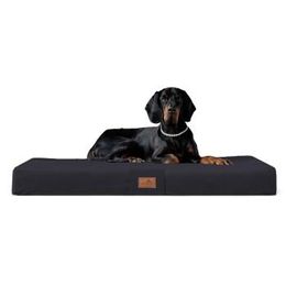 tierlando FLOKI ORTHO PLUS - Orthop&auml;dische Hundematte aus Pl&uuml;sch & High-Tech-Velours schwarz 1,5 m, 13 cm, 1 m