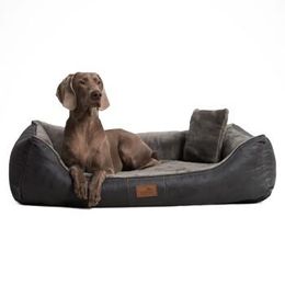 tierlando FLOYD - Ultraweiches orthop&auml;disches Hundebett High-Tech-Velours und Pl&uuml;sch VISCO schwarz/ graphit 1,2 m, 25 cm, 85 cm