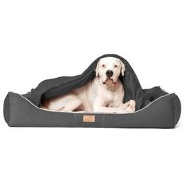 tierlando RUDOLPH - Orthop&auml;disches Hundebett inkl. Schonbezug mit Hundedecke schwarz/ graphit 1,3 m, 25 cm, 1 m