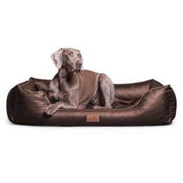 tierlando LOUIS - Orthop&auml;disches Hundebett aus gestepptem Kunstleder braun 80 cm, 22 cm, 60 cm