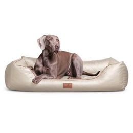 tierlando LOUIS - Orthop&auml;disches Hundebett aus gestepptem Kunstleder creme 1,2 m, 25 cm, 85 cm