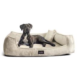 tierlando &reg; Orthop&auml;disches Hundebett FRANKLIN Kuscheliger Teddy-Stoff - Hundesofa creme 1,6 m, 25 cm, 1,1 m
