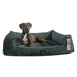 tierlando &reg; Orthop&auml;disches Hundebett FRANKLIN Kuscheliger Teddy-Stoff - Hundesofa petrol 1,1 m, 22 cm, 90 cm