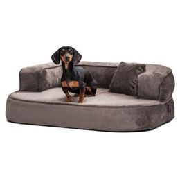 tierlando SHARLEEN VISCO PLUS - Orthop&auml;disches Hundesofa mit kuscheligem Teddystoff graphit/nature 80 cm, 30 cm, 60 cm