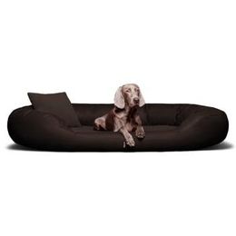 tierlando &reg; Orthop&auml;disches Hundebett Sammy VISCO | Kunstleder - High-Tech-Velours braun 1 m, 25 cm, 85 cm