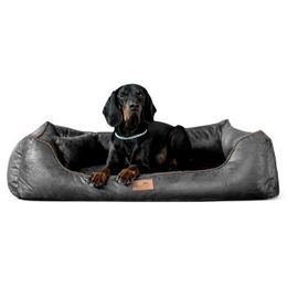 tierlando ALBERTO ORTHO Orthop&auml;disches Hundebett mit Velours Vintage schwarz/ graphit 1 m, 25 cm, 75 cm