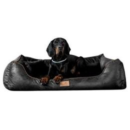 tierlando ALBERTO ORTHO Orthop&auml;disches Hundebett mit Velours Vintage schwarz 1,2 m, 25 cm, 85 cm