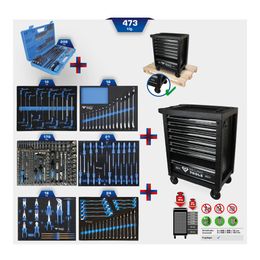 Brilliant Tools BT153473 Werkstattwagen mit 7 Schubladen und 473 Werkzeugen aus Stahlblech mit sieben Schubladen und einem Werkzeug-Sortiment)