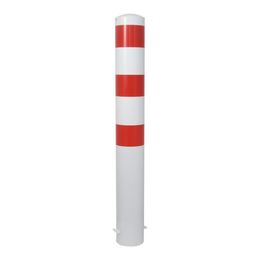 Schake Absperrpfosten Typ 40152B, ortsfest, zum Einbetonieren, &Oslash; 152mm, Gesamtl&auml;nge:2000mm, wei&szlig; / rot)