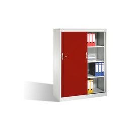 C+P Akten-Sideboard Acurado mit Schiebet&uuml;ren, 4 Ordnerh&ouml;hen, H1600xB1200xT500mm Front Rubinrot Korpus Lichtgrau ; C + P M&ouml;belsysteme (2058-1200|S10033)