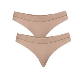Albero Natur Thong '2er Pack Damen Bio Baumwoll String High Waist' female Brown size M