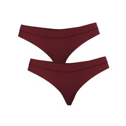 Albero Natur Thong '2er Pack Damen Bio Baumwoll String High Waist' female Red size S