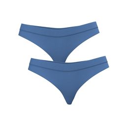 Albero Natur Thong '2er Pack Damen Bio Baumwoll String High Waist' female Blue size S