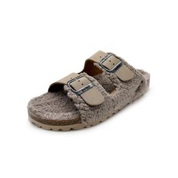 THIES Pantolette 'THIES 1856 Eco Teddy Mixed Sandal' Damen Gr&ouml;&szlig;e 41 stone