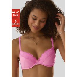 Petite Fleur Push-up-BH pink+schwarz+wei&szlig; Gr. 70C. Mit B&uuml;gel