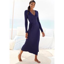 Lascana Strickkleid blau Gr. 32/34 f&uuml;r Damen. Mit V-Ausschnitt. Sehr Bequem