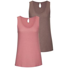 Vivance Tr&auml;gertop 'mit tropfenf&ouml;rmigem Cut-Out am R&uuml;cken' mehrfarbig Gr. 44/46 f&uuml;r Damen. Mit Rundhals. L&auml;ssig Geschnitten. Nachhaltig.