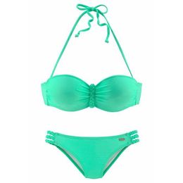 Buffalo Set: B&uuml;gel-Bandeau-Bikini 'Zopf' gr&uuml;n Gr. 36 Cup E. Mit St&auml;bchen Und Mit B&uuml;gel