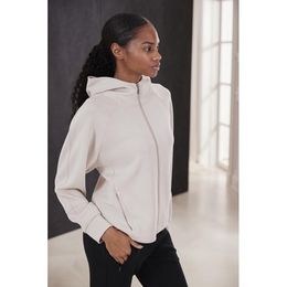 French Connection Sweatjacke beige Gr. 40/42 f&uuml;r Damen. Mit Logodruck. Bequem. Nachhaltig.