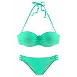Buffalo Set: B&uuml;gel-Bandeau-Bikini 'Zopf' gr&uuml;n Gr. 42 Cup E. Mit St&auml;bchen Und Mit B&uuml;gel