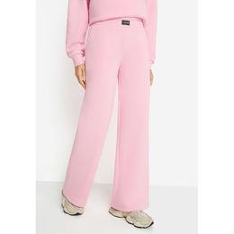 LSCN BY LASCANA Sweatpants 'LSCNSandblack' pink Gr. 48/50 f&uuml;r Damen. Mit Badge, Logoschriftzug. Bequem. Nachhaltig.