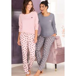 Vivance Dreams Pyjama pink Gr. 36/38 f&uuml;r Damen. Rundhals und Allover-Druck. Basic. Nachhaltig.
