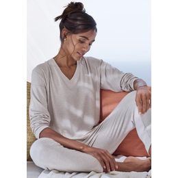 s.Oliver Pyjamaoberteil mehrfarbig Gr. 36/38 f&uuml;r Damen. Mit V-Ausschnitt. Loose Fit. Nachhaltig.