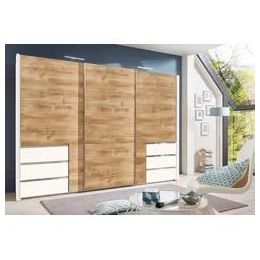 Schwebet&uuml;renschrank wimex "Level by fresh to go", wei&szlig; (wei&szlig;, plankeneichefarben), B:300cm H:236cm T:65cm, Schr&auml;nke, Schwebet&uuml;renschrank