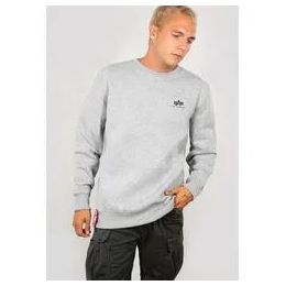Sweatshirt Alpha Industries "Basic Sweater small Logo", Herren, Gr. M, grau (grau heather), angeraute Sweatware, Obermaterial: 80% Baumwolle, 20% Polyester, bedruckt, meliert, normal normal, Rundhals, Rippb&uuml;ndchen, Sweatshirts Sweatshirt, Baumwollmischung, regular fit