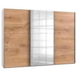 Schwebet&uuml;renschrank wimex "Level by fresh to go", wei&szlig; (wei&szlig;, plankeneichefarben), B:300cm H:216cm T:65cm, Schr&auml;nke, Schwebet&uuml;renschrank