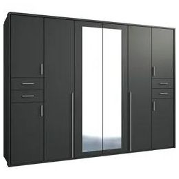 Dreht&uuml;renschrank wimex "Vegas", grau (graphit, griffe alu), B:273cm H:210cm T:58cm, Holzwerkstoff, Schr&auml;nke, Dreht&uuml;renschrank, inklusive Passepartout-Rahmen, mit Spiegelt&uuml;ren und Schubladen