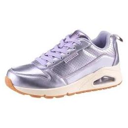 Sneaker Skechers "UNO-METALLIXS", Damen, Gr. 37, lila (lavendel), Leder, metallic, Schuhe Sneaker, Keilsneaker, Plateausneaker, Schn&uuml;rschuh, Halbschuh im Metallic-Look