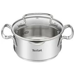 Kochtopf Tefal "Duetto+", grau (edelstahl), H:8cm &Oslash;:16cm, T&ouml;pfe, Kochtopf, hochglanzpoliert, Glasdeckel mit Siebfunktion