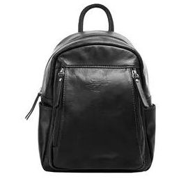 Cityrucksack Samantha Look, Damen, Gr. B/H/T: 27cm x 23cm x 11cm, onesize, schwarz, Leder, Rindsleder, unifarben, Rucks&auml;cke Cityrucksack, echt Leder, Made in Italy