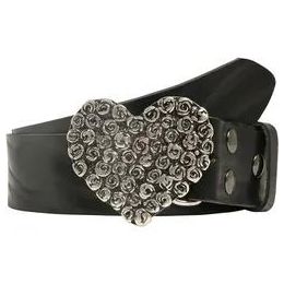 Lederg&uuml;rtel RETTUNGSRING G&Uuml;RTEL, Damen, Gr. 95, schwarz, Rindsleder, unifarben, G&uuml;rtel Lederg&uuml;rtel, mit floraler Herzkoppelschlie&szlig;e