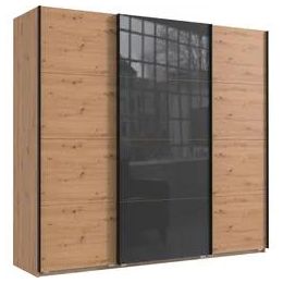 Schwebet&uuml;renschrank wimex "Norderstedt", grau (artisan eiche nachbildung, glas grau), B:225cm H:210cm T:64cm, Schr&auml;nke, Schwebet&uuml;renschrank, INKLUSIVE 2 Stoffboxen und 2 zus&auml;tzliche Einlegeb&ouml;den, mit Glast&uuml;r